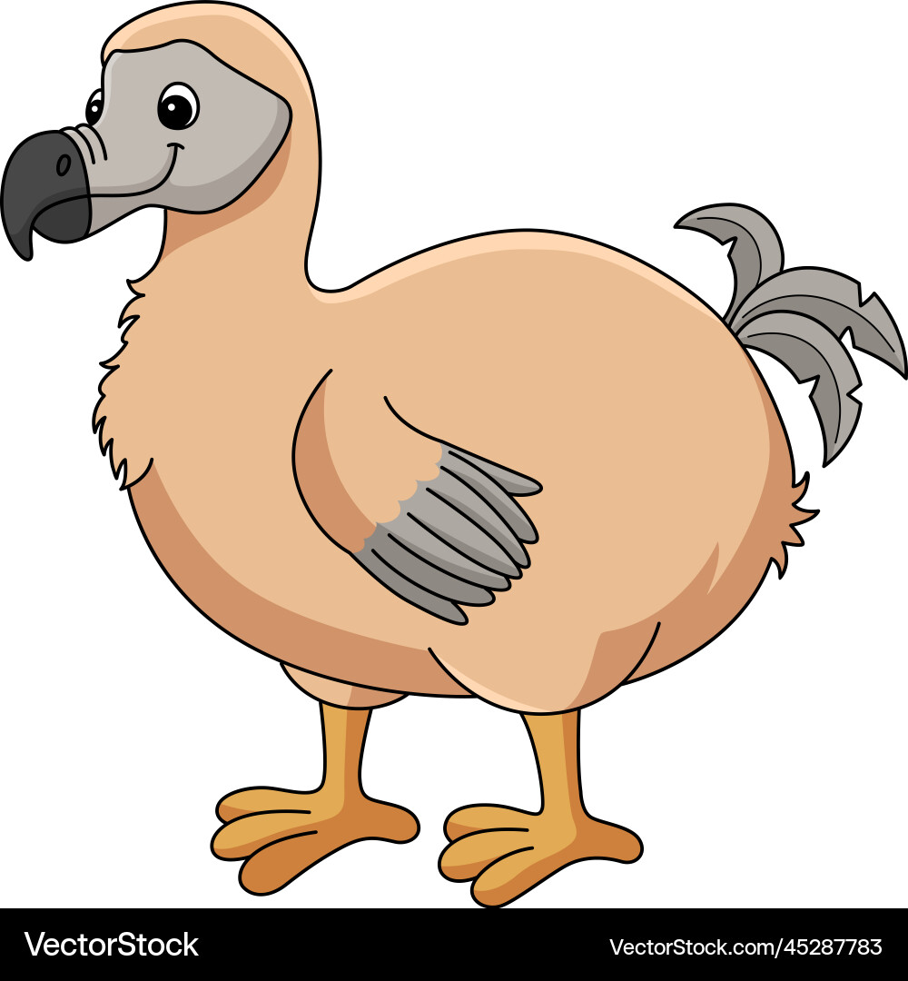 Dodo animal cartoon colored clipart Royalty Free Vector