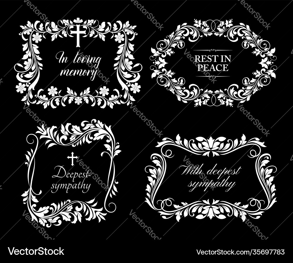 Floral Funeral Frame - Rest in Peace Royalty Free Vector
