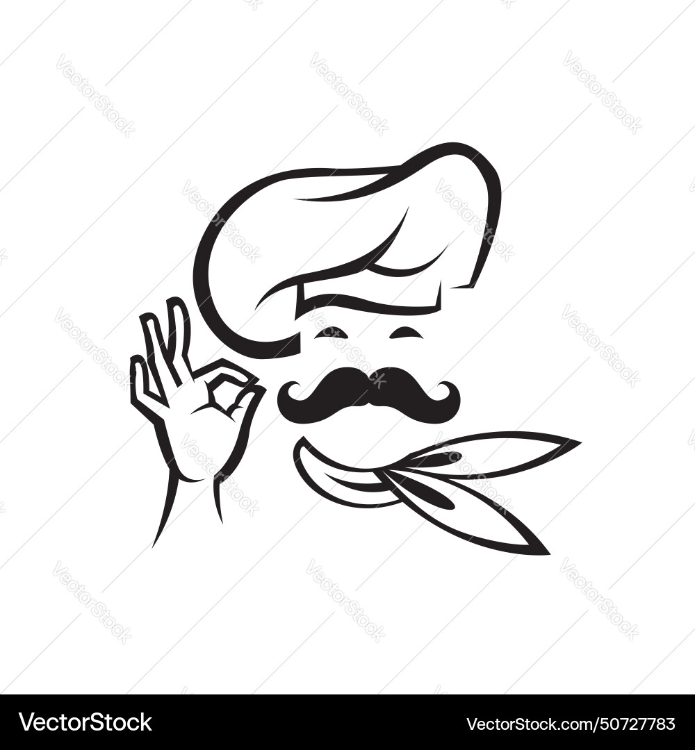 Moustache chef head Royalty Free Vector Image - VectorStock