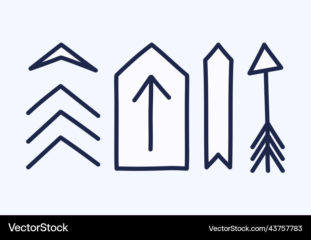 Set of hand drawn different decorative arrow Vector Image