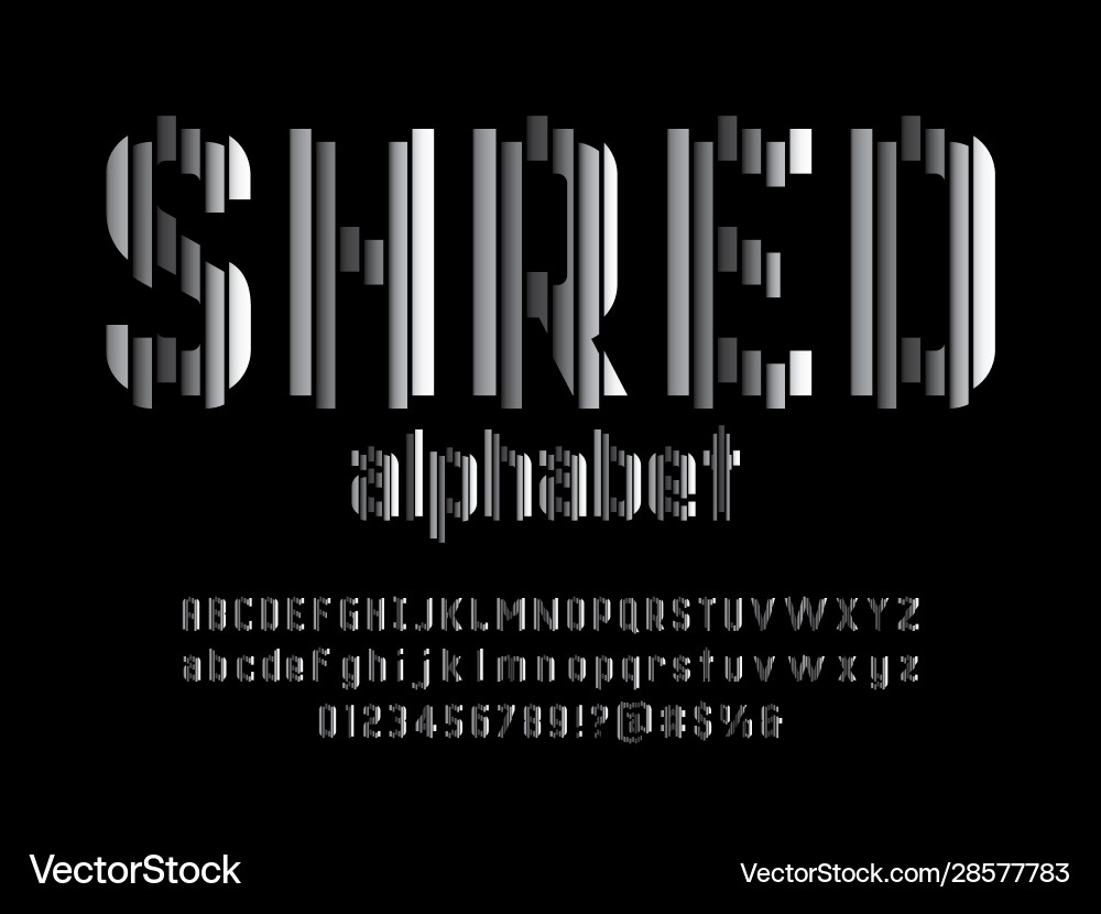 Shredded font Royalty Free Vector Image - VectorStock