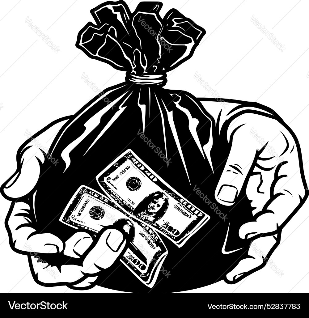 Wealthy embrace secure hands with cash logo Vector Image