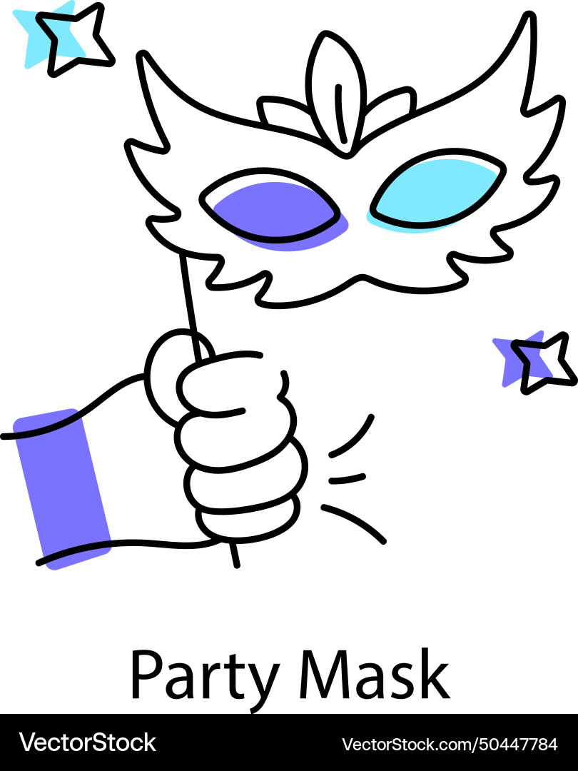 A hand drawn icon of party mask Royalty Free Vector Image