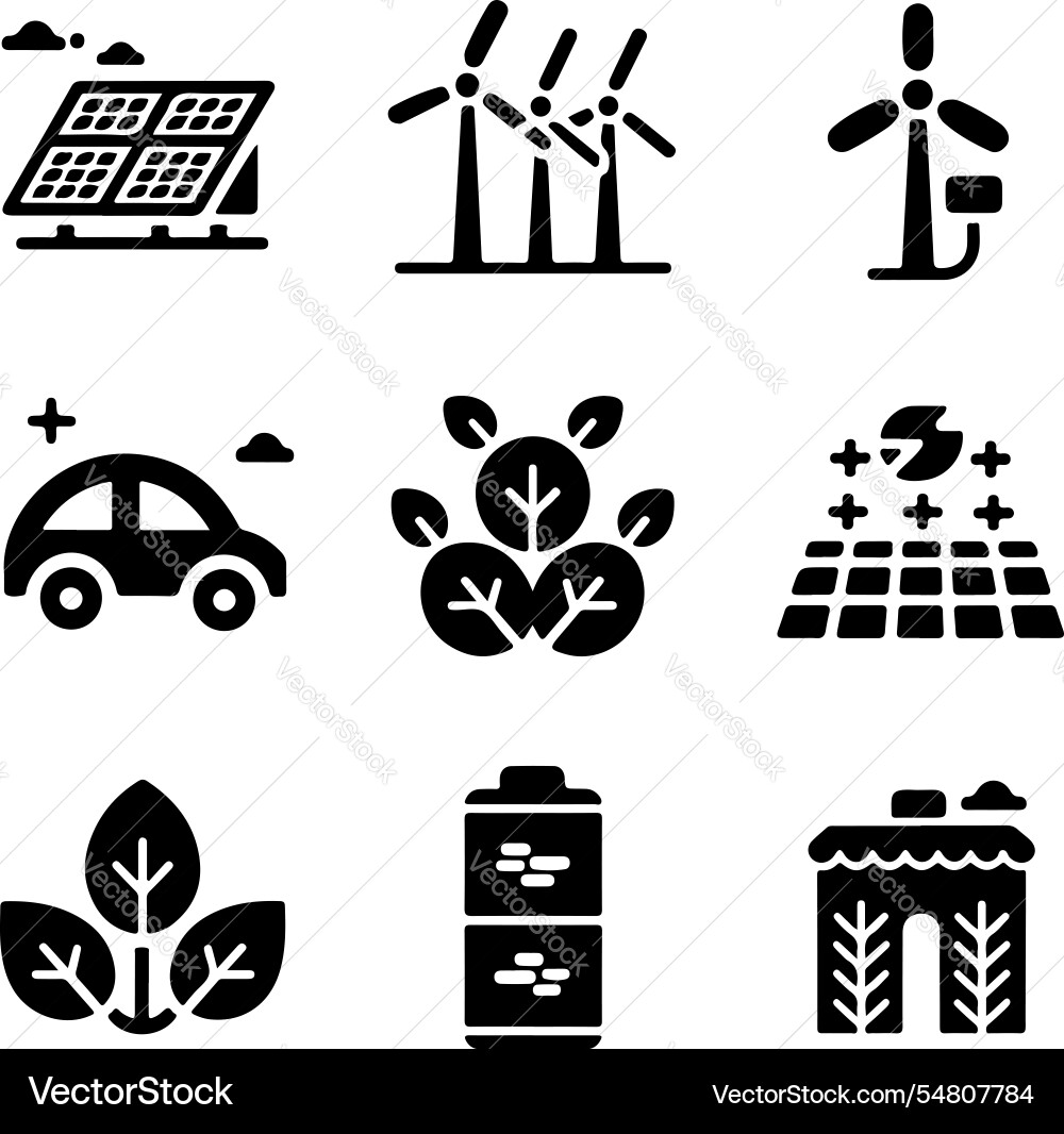 Eco-innovation icon set - minimalist designs for Vector Image