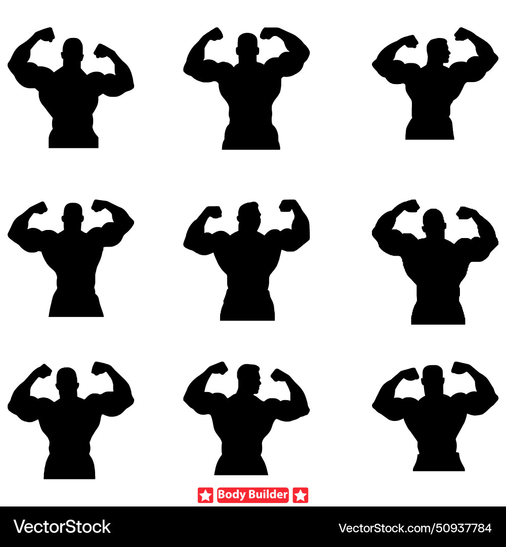 Iron warriors intense bodybuilder silhouettes Vector Image