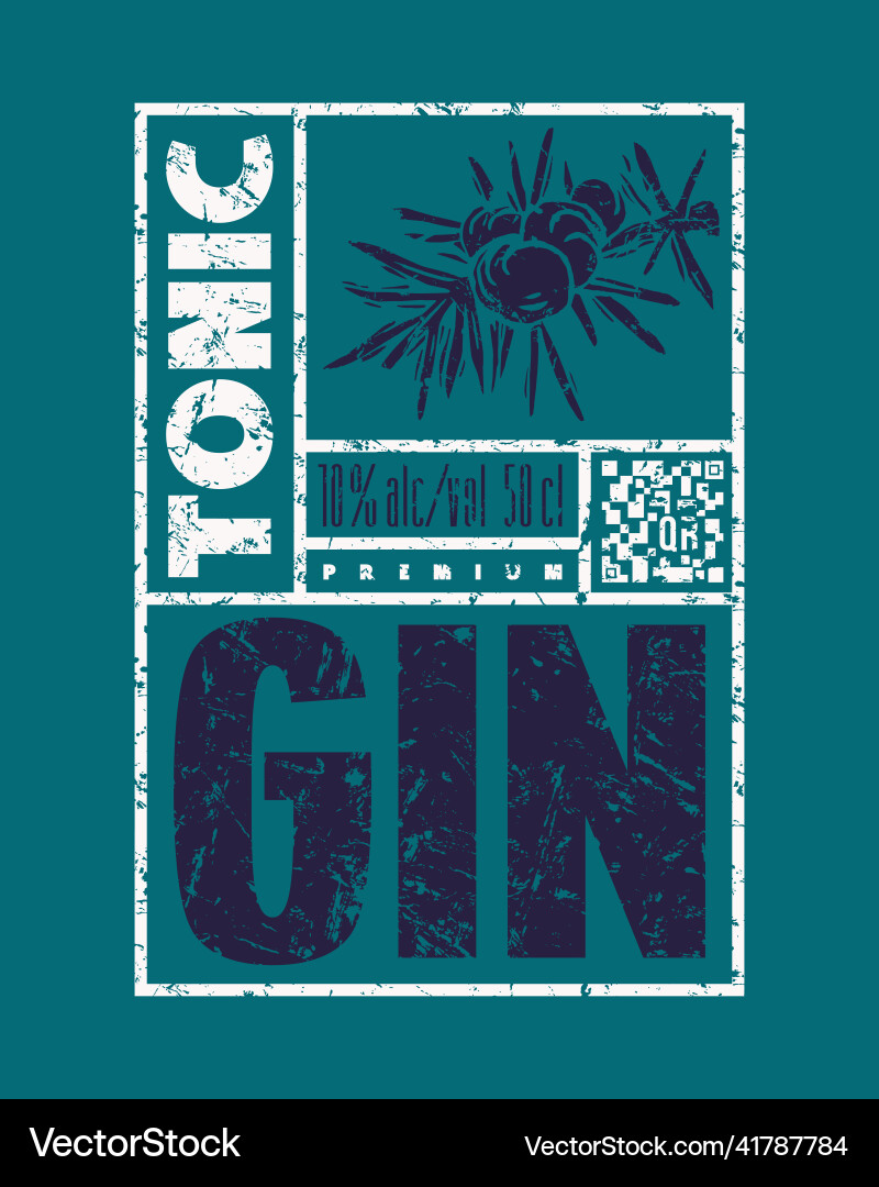 Template label for gin tonic Royalty Free Vector Image