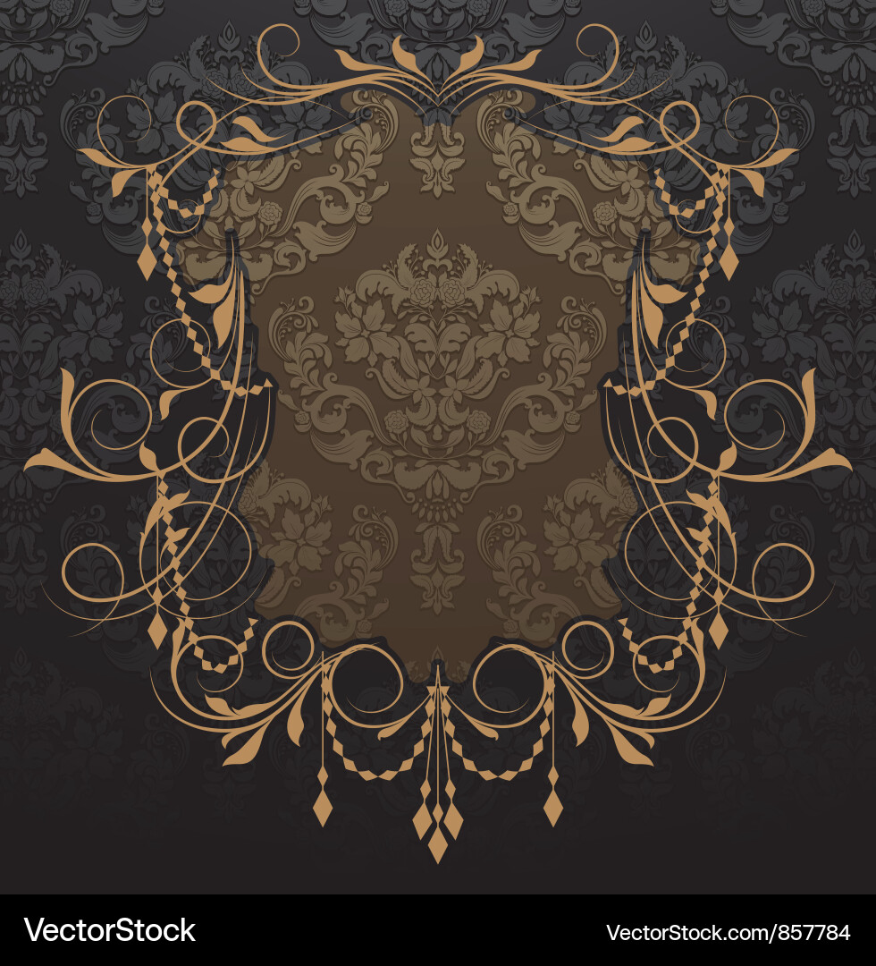 Vintage label with damask background Royalty Free Vector