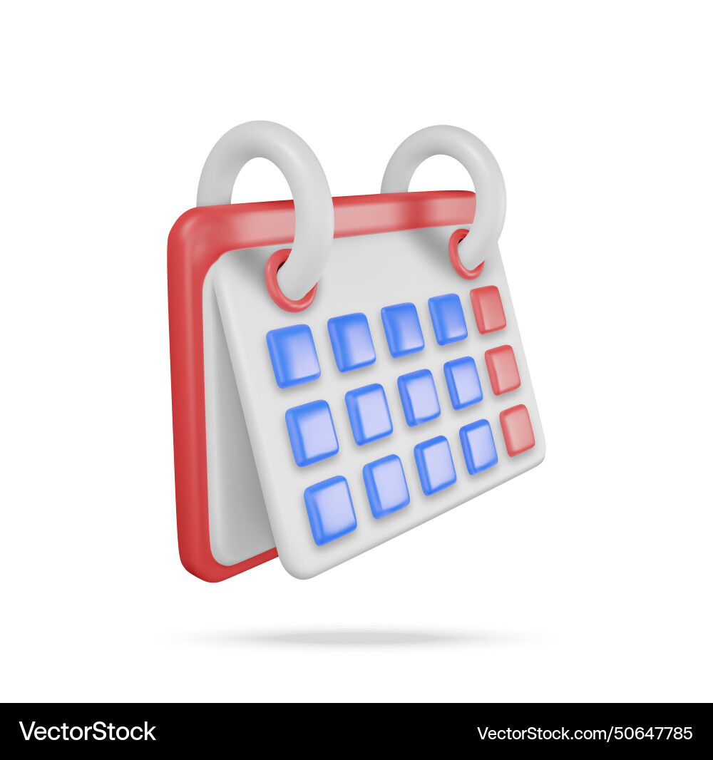 3d paper spiral wall calendar isolated Royalty Free Vector