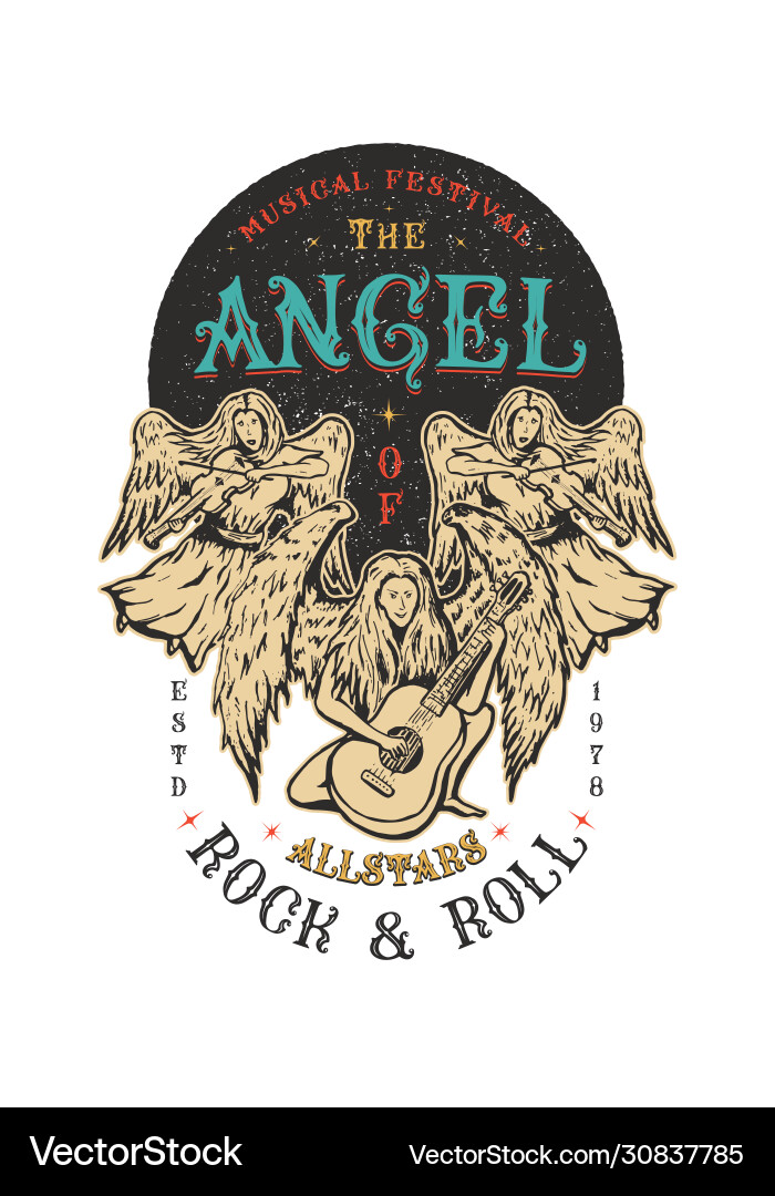 Angel with musical instrument Royalty Free Vector Image