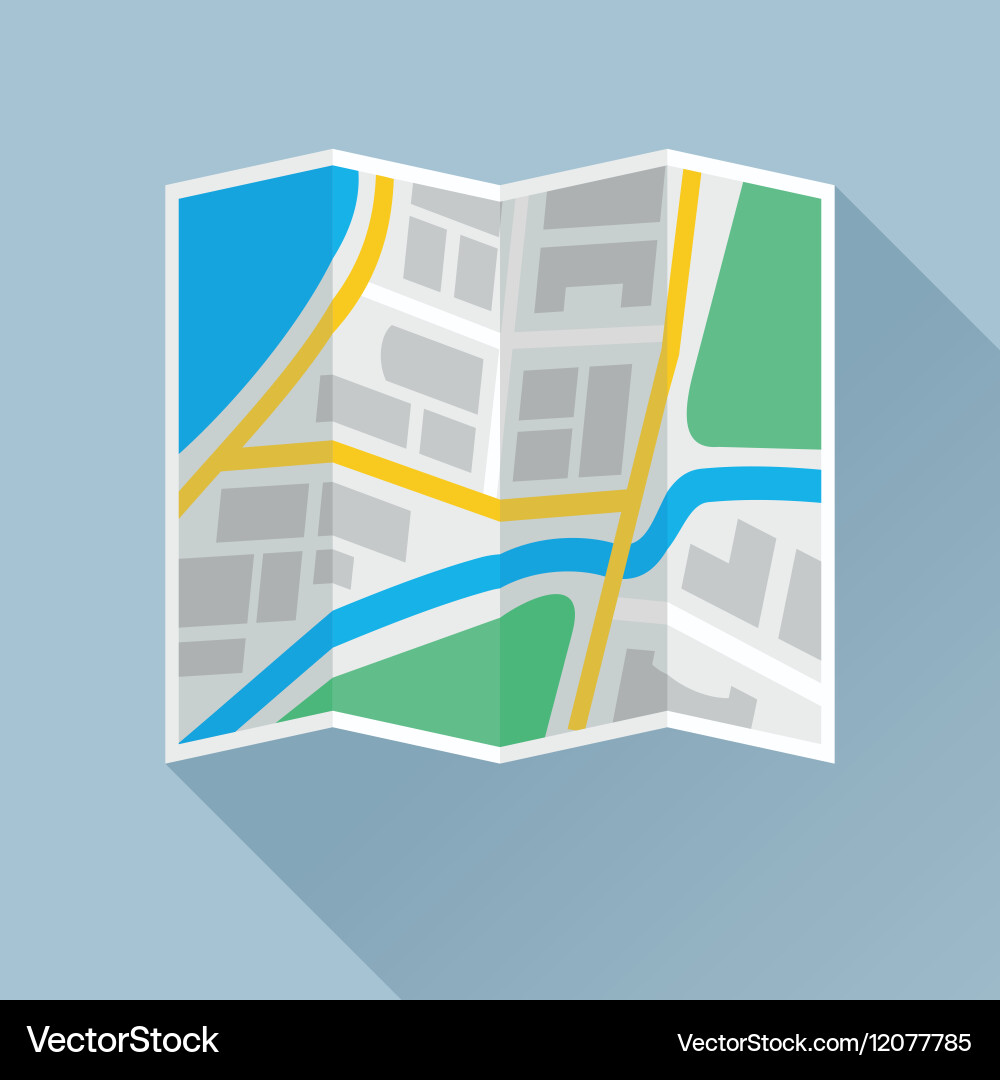 Folding paper map flat icon Royalty Free Vector Image