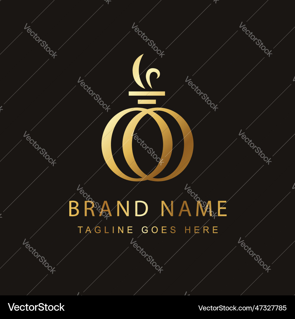 Gold perfume logo design template Royalty Free Vector Image