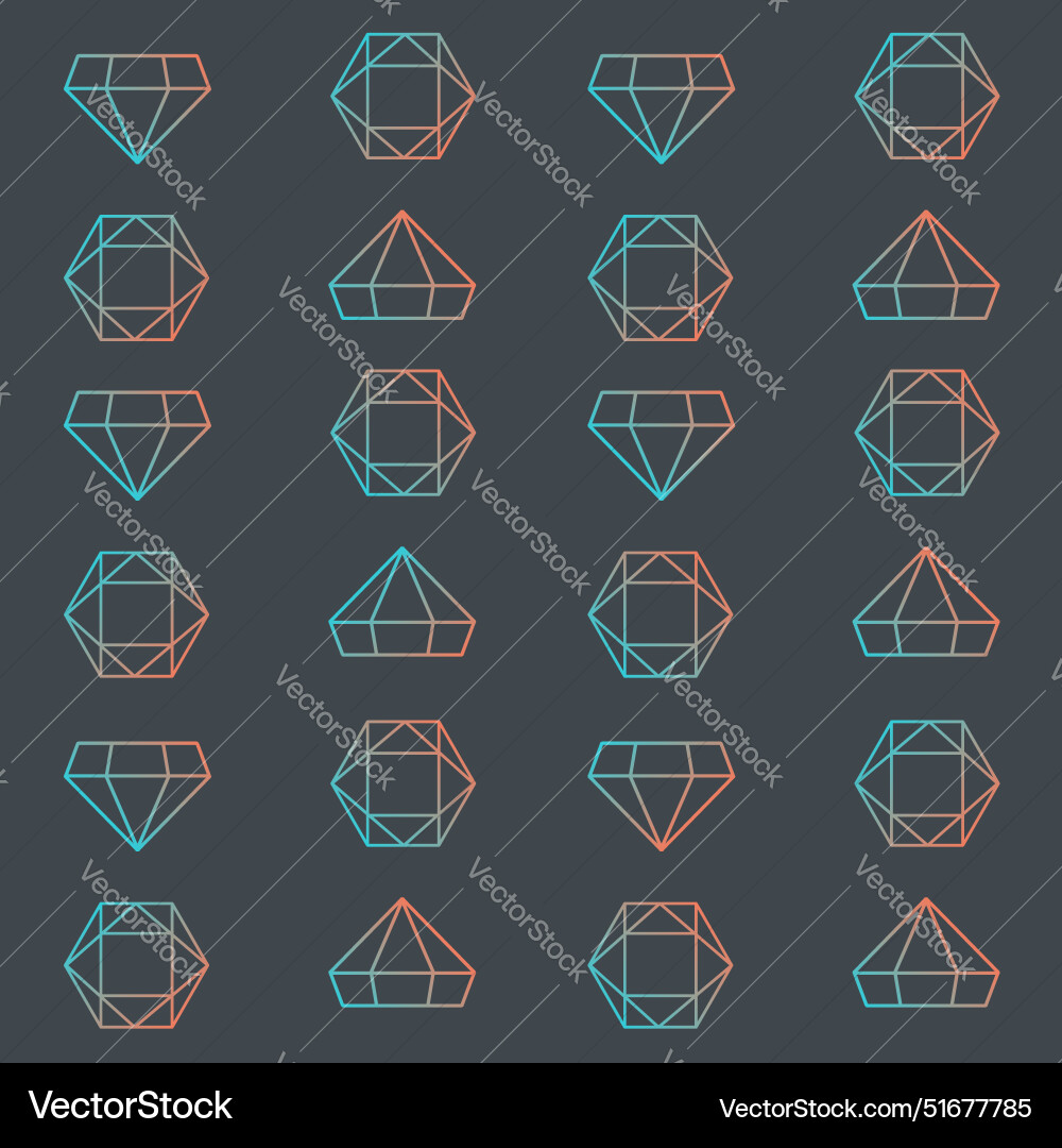 Hand drawn diamonds seamless pattern Royalty Free Vector