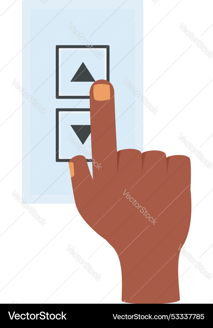 Person pressing up button on control panel Vector Image