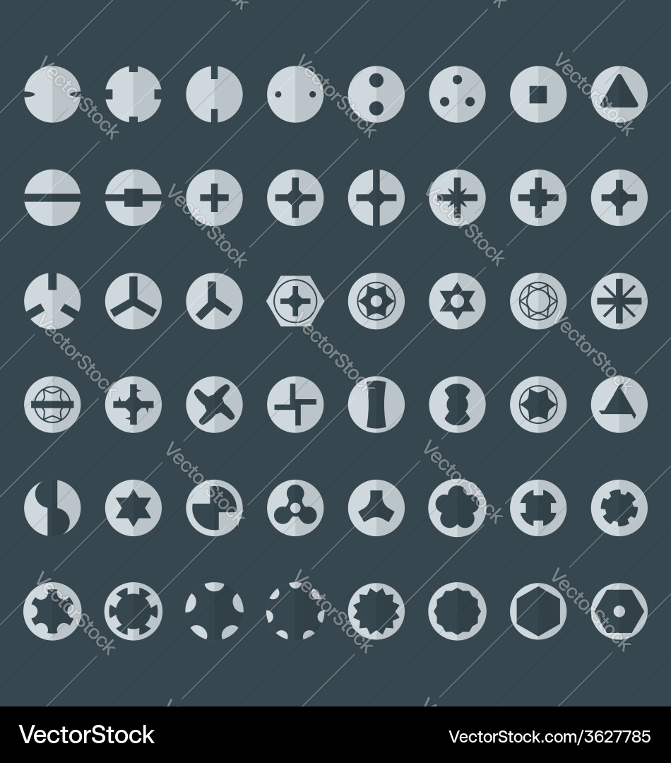 Screw Head Collection - Diverse Shapes Royalty Free Vector