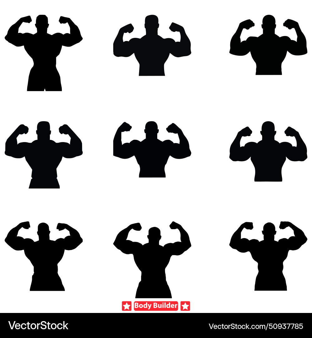 Sculpted physiques premium bodybuilder set Vector Image