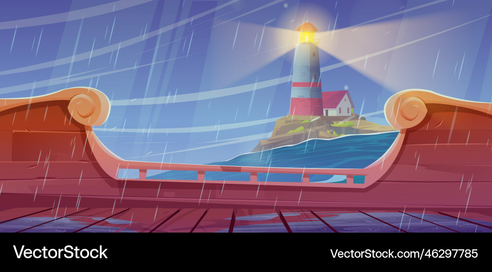 Sea stormy landscape background with lighthouse Vector Image