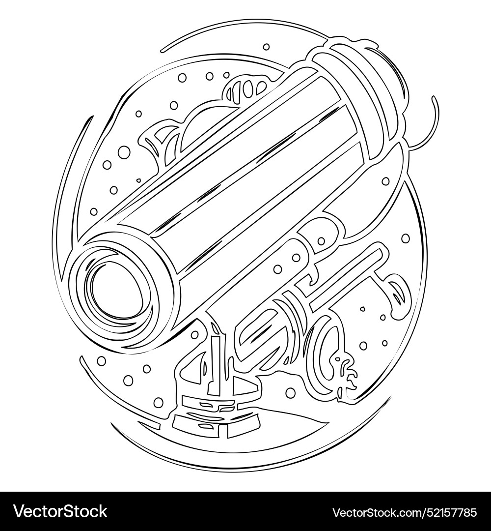 Telescope outline sketch Royalty Free Vector Image