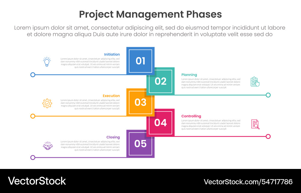 5 Phase Project Timeline Infographic Royalty Free Vector