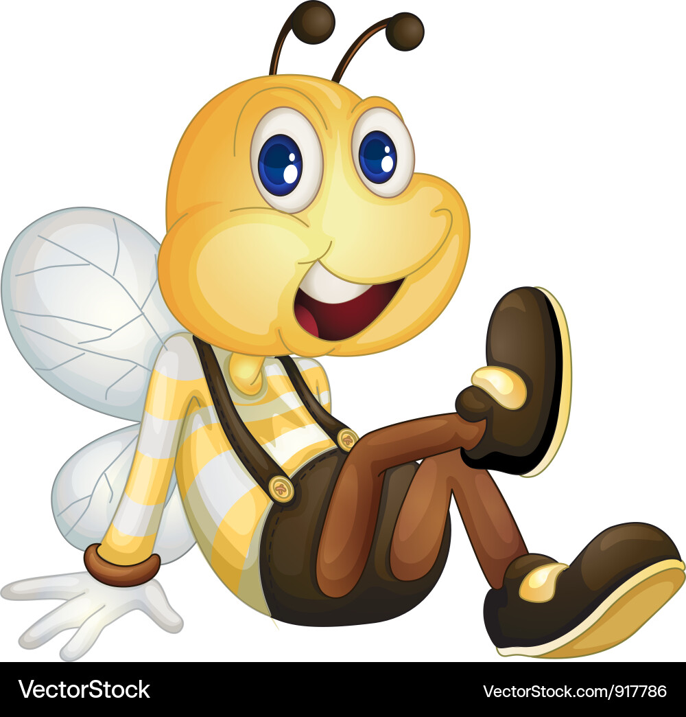 Cartoon Bee Sitting on Ground Royalty Free Vector Image