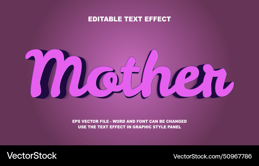 Editable text effect mother 3d template Royalty Free Vector