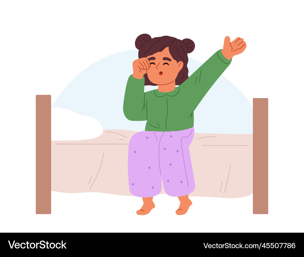 Girl Waking Up in Bed Royalty Free Vector Image