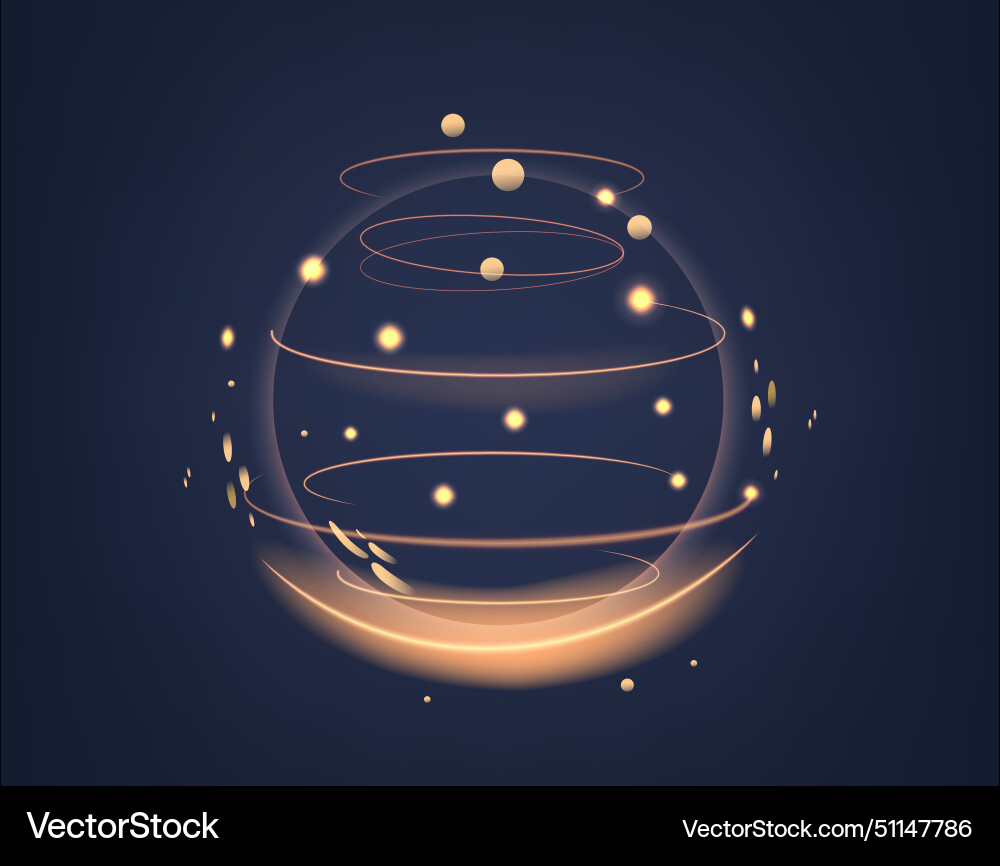 Golden glow sphere with radiant aura emanates Vector Image