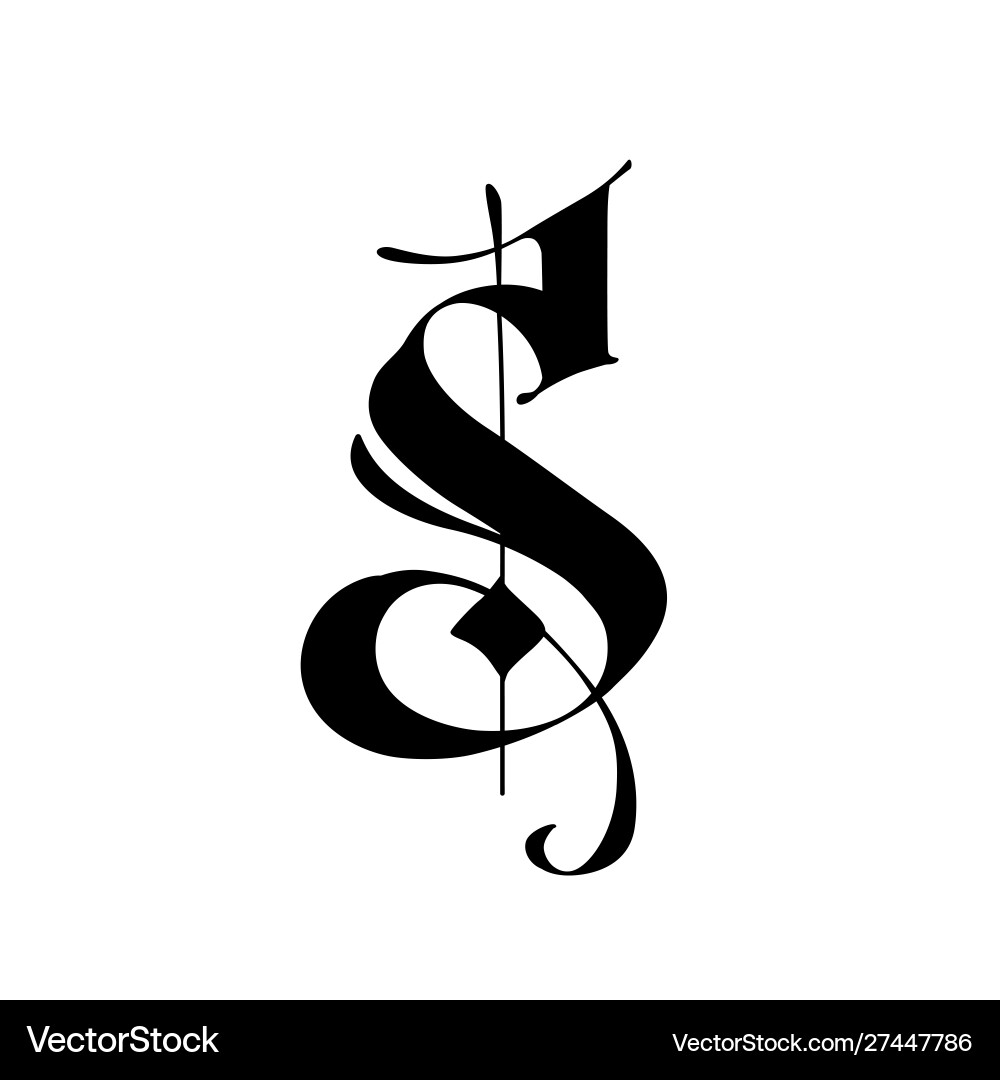 Gothic Letter S Symbol Royalty Free Vector Image