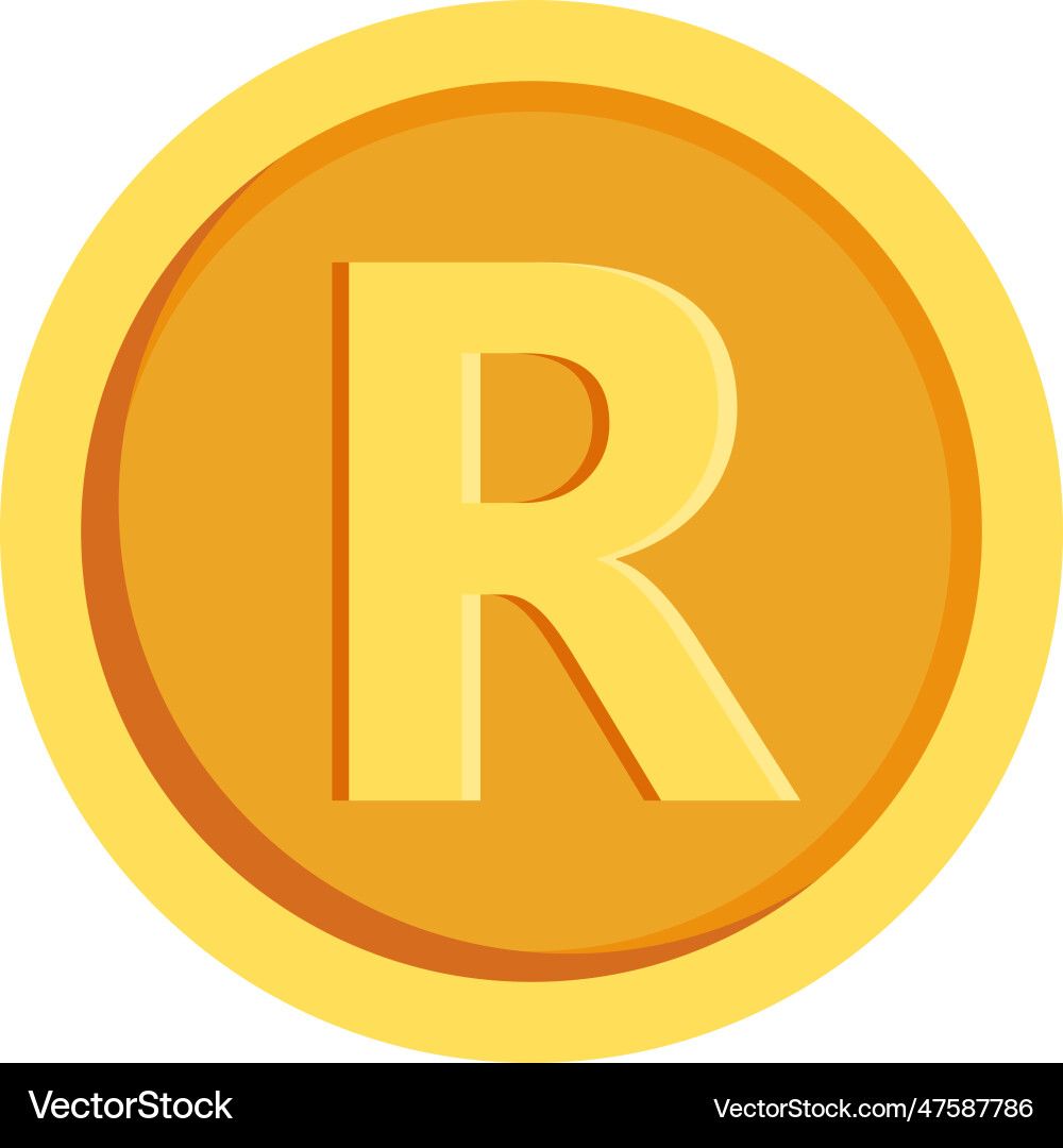 Isolated golden rand coin Royalty Free Vector Image