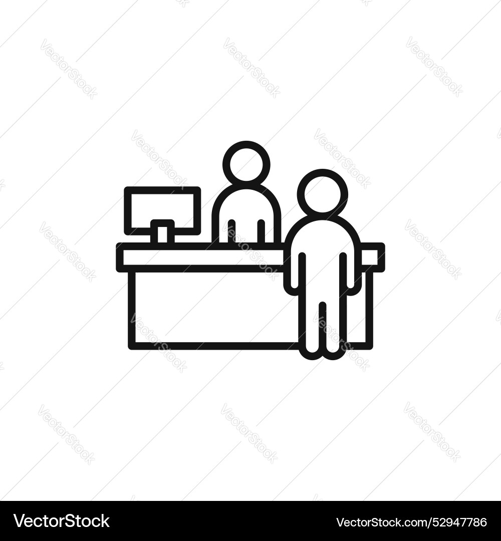 Reception desk icon symbol on white background Vector Image