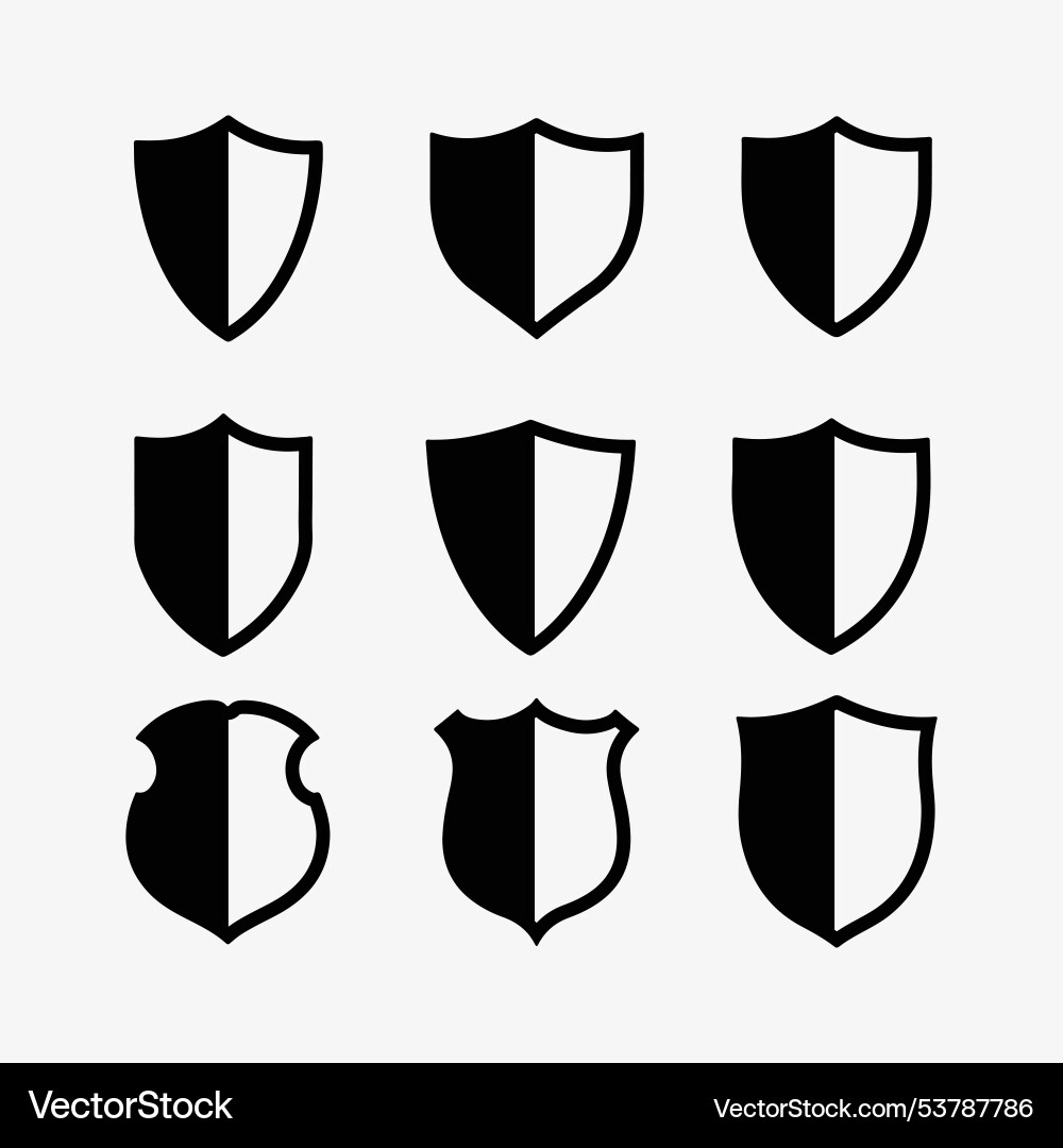 Shield shapes art icons Royalty Free Vector Image