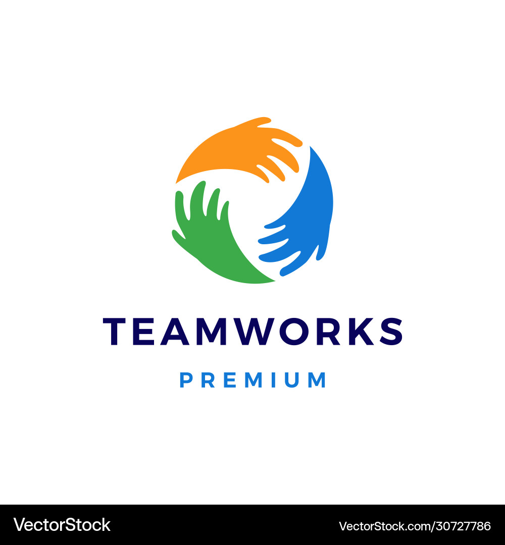 Teamwork Hand Circle Logo Royalty Free Vector Image