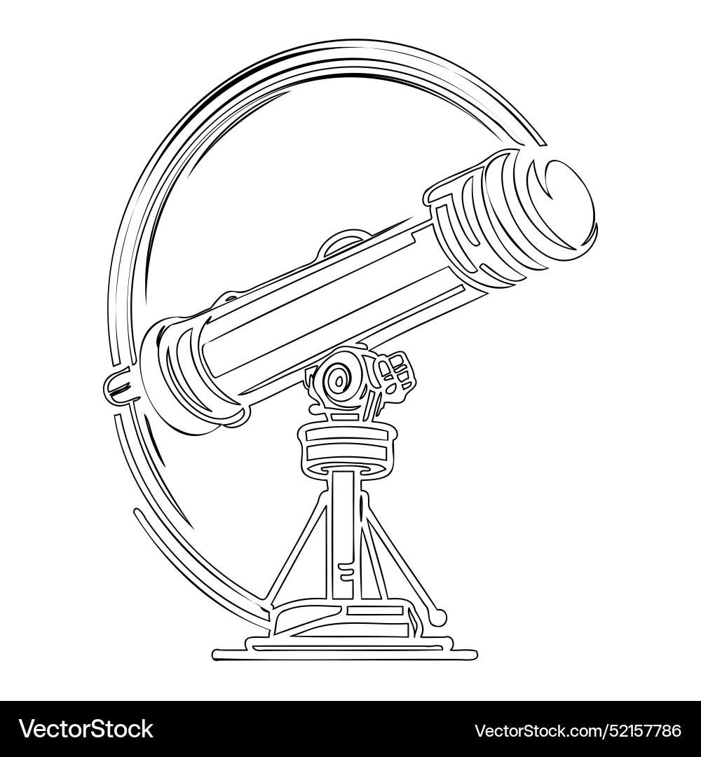 Telescope outline sketch Royalty Free Vector Image
