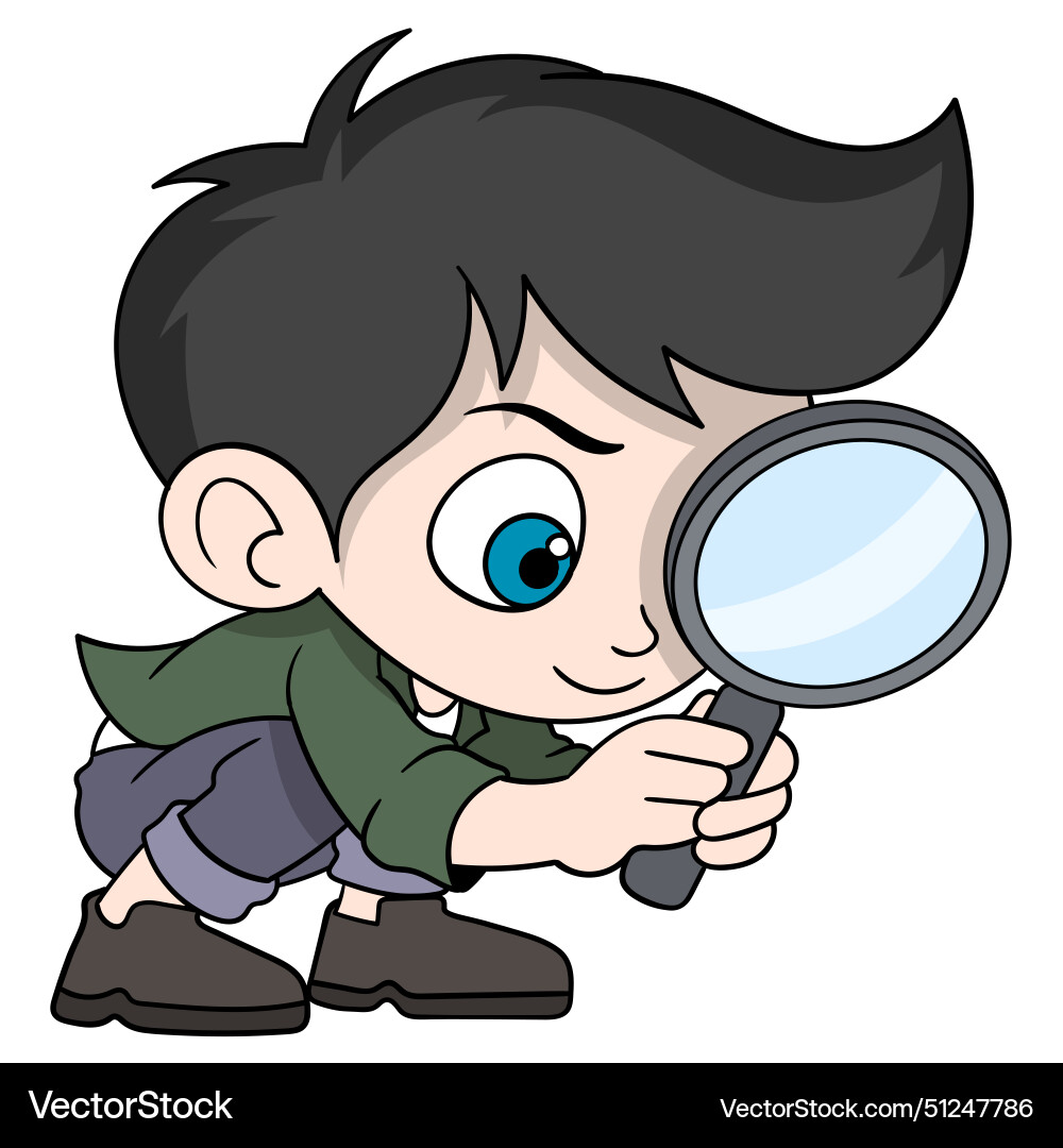 Young detective is looking for evidence Royalty Free Vector