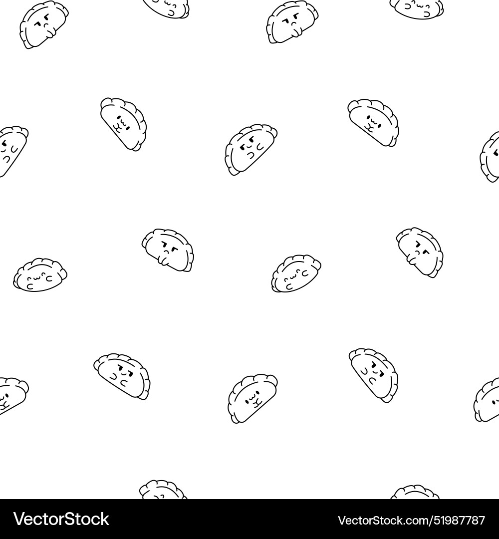 Cute kawaii dumpling seamless pattern coloring Vector Image