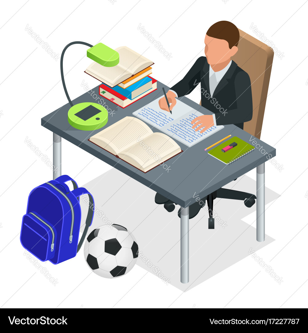 Isometric young people and student concept a boy Vector Image