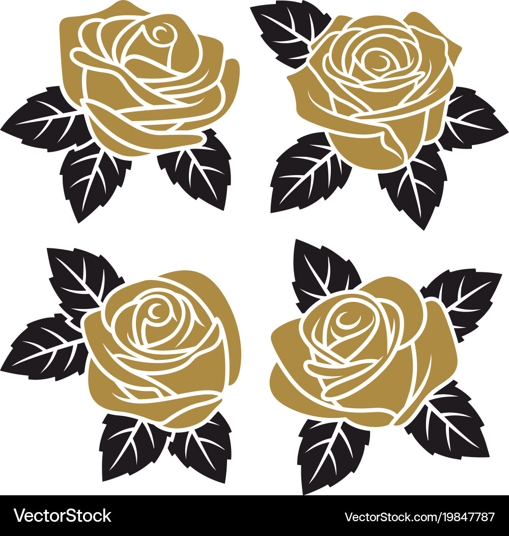 Roses set 003 Royalty Free Vector Image - VectorStock