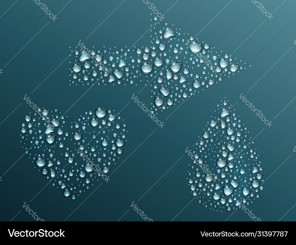Water Droplets: Heart, Tear, Arrow Royalty Free Vector Image