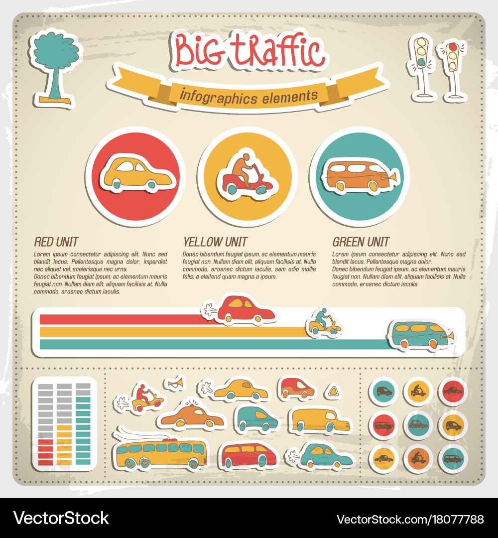 Big traffic infographics Royalty Free Vector Image