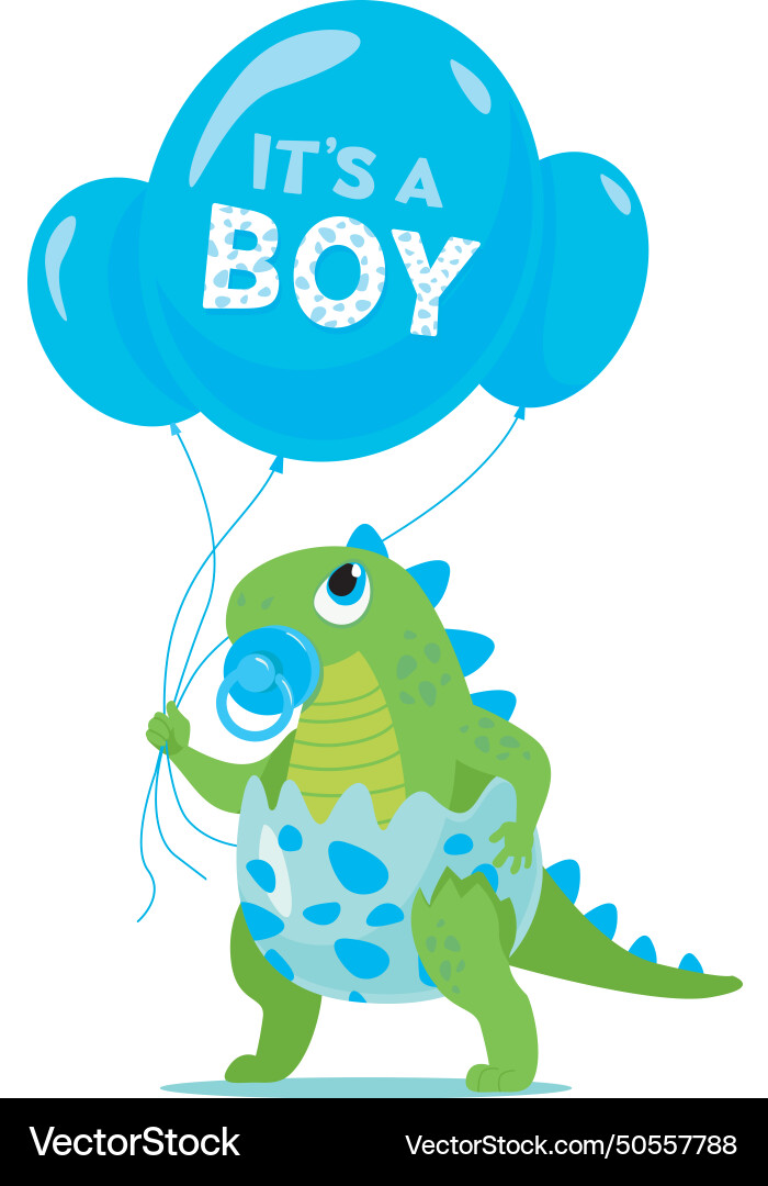 Cute baby boy dinosaur character Royalty Free Vector Image