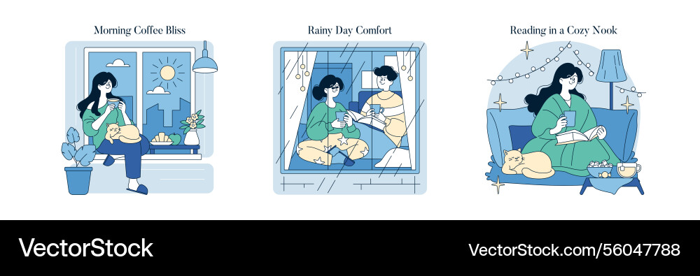 Feel good moments flat Royalty Free Vector Image