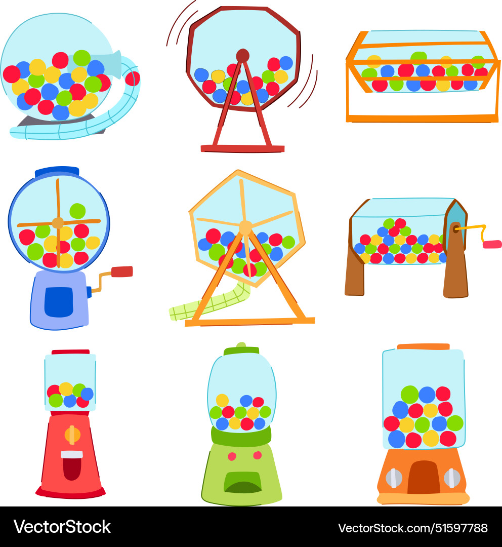 Lotto ball machine set cartoon Royalty Free Vector Image