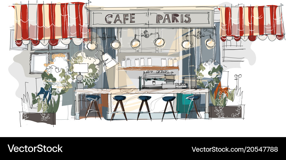 Neo-Classical Cafe Sketch Royalty Free Vector Image