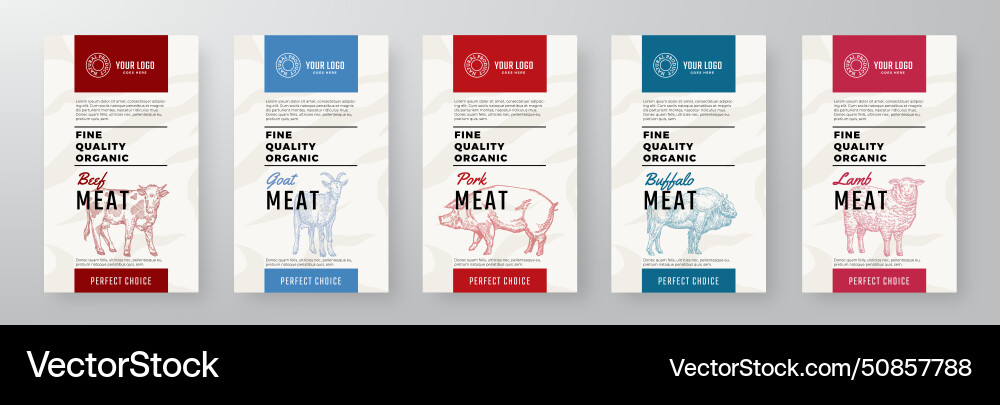 Organic meat packaging design textured Royalty Free Vector