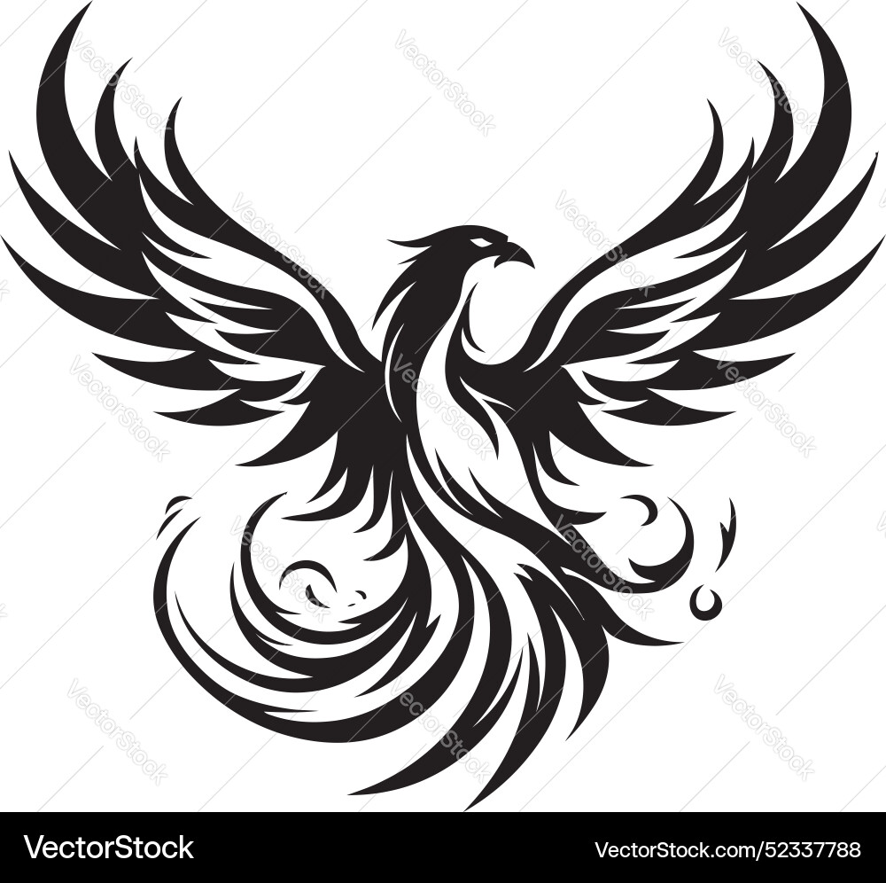 Phoenix blaze rebirth black emblematic resilient Vector Image