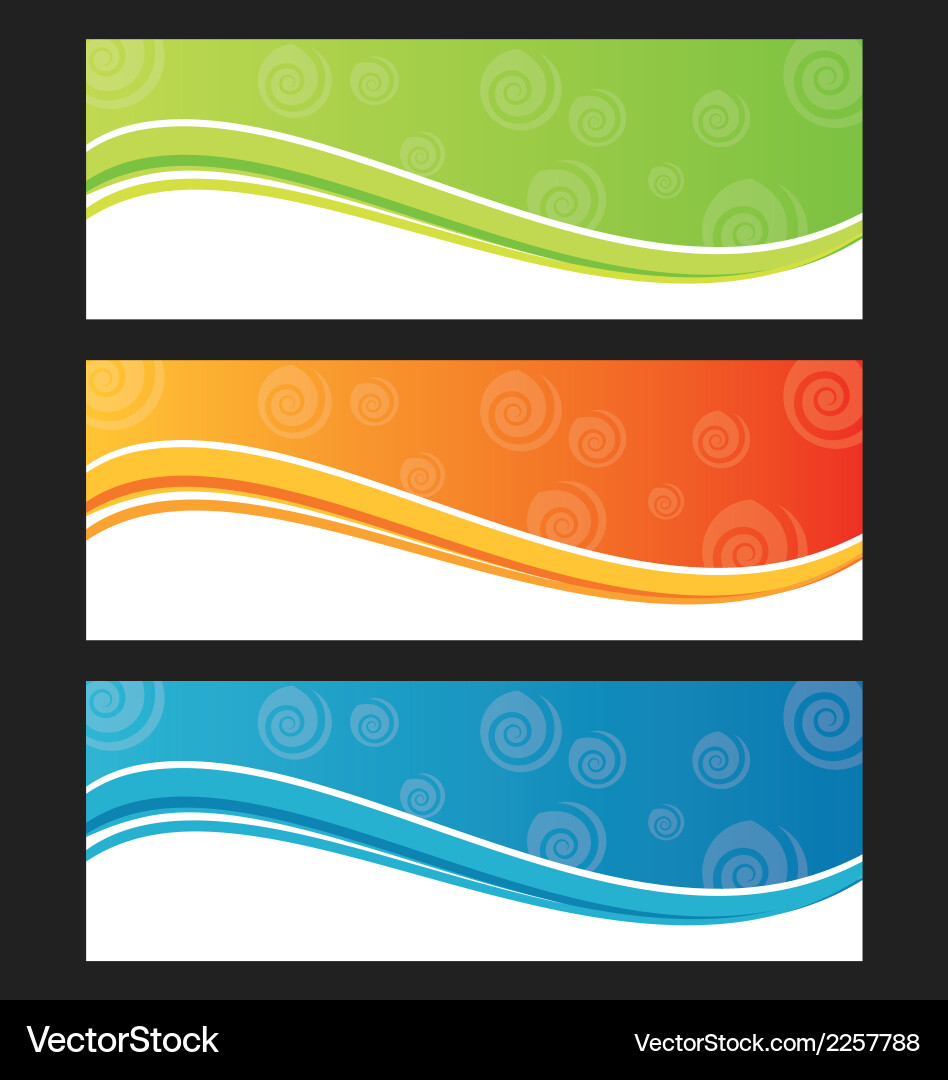 Set of wave background banner or header Royalty Free Vector