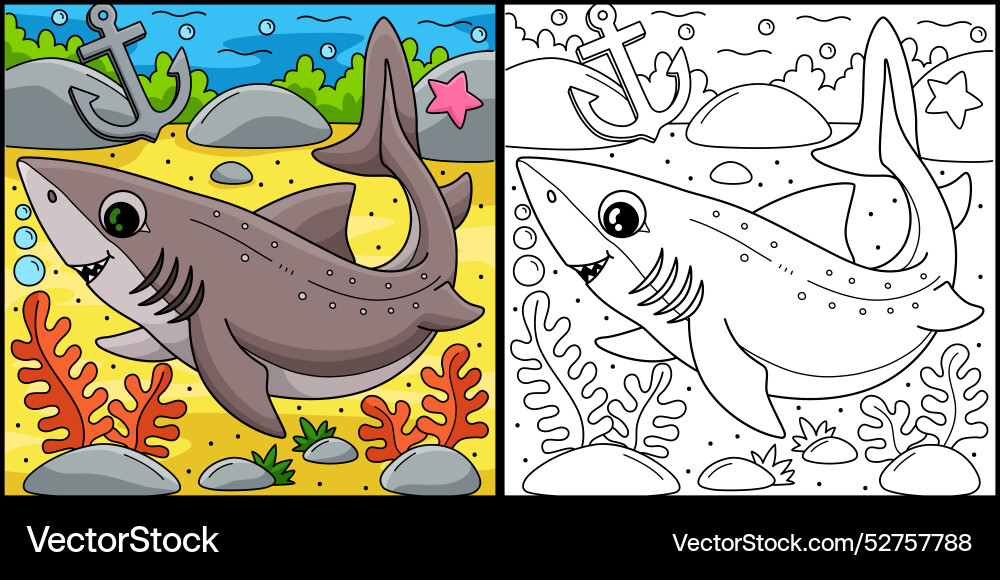 Spiny dogfish shark coloring page Royalty Free Vector Image