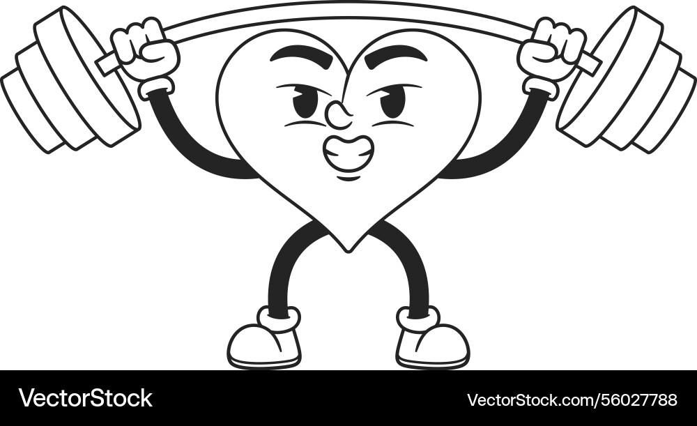 Strong heart emoticon black-and-white Royalty Free Vector