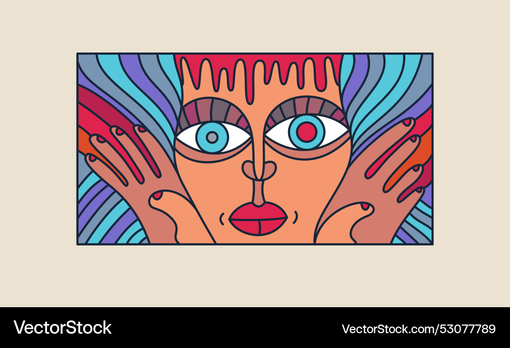 Abstract face art of stylized artistic style Vector Image