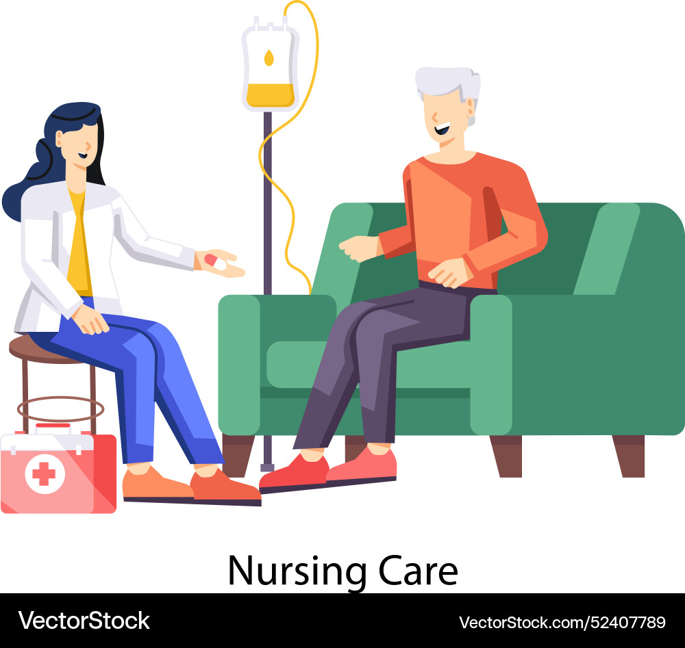 Basic rgba flat of nursing care Royalty Free Vector Image
