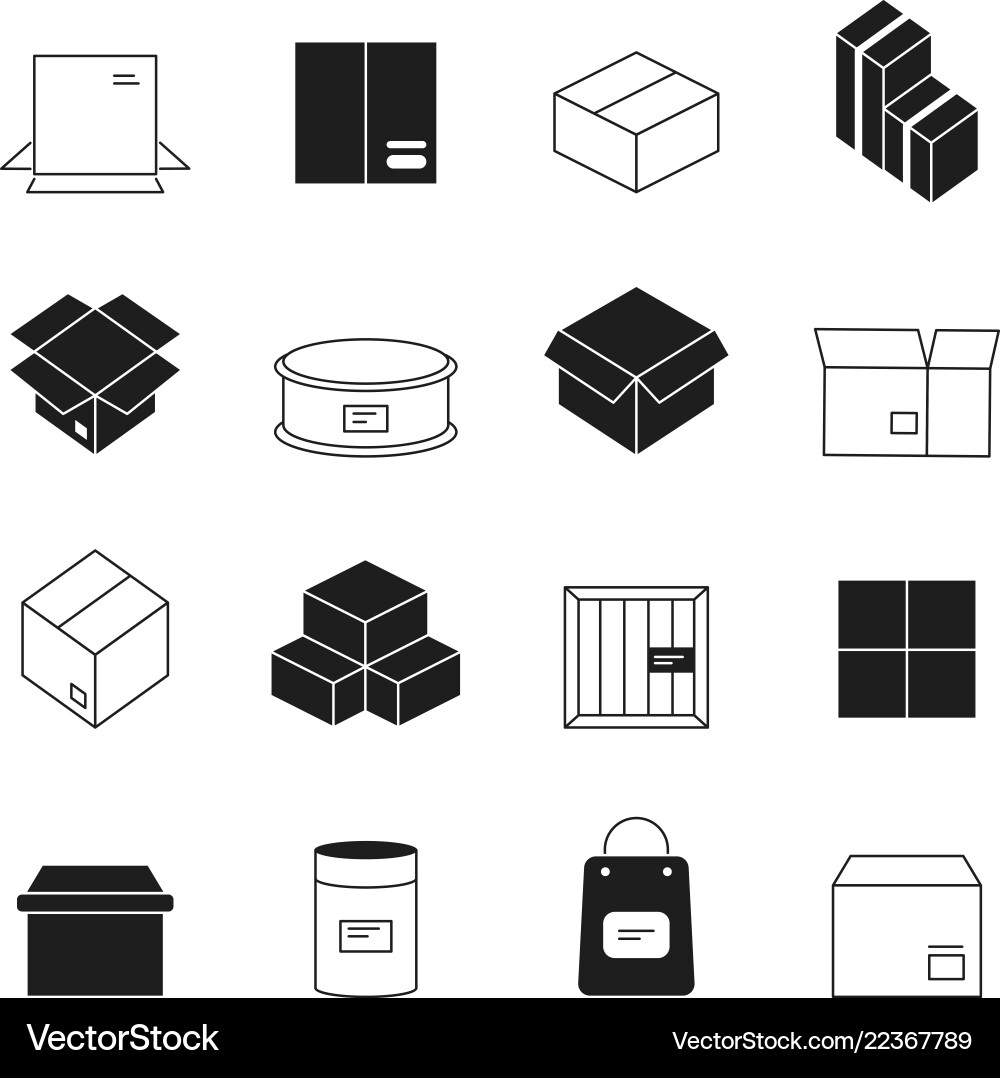 Box symbols wooden and cardboard stack export Vector Image